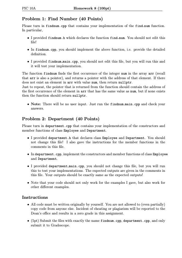 Solved Problem 1: Find Number (40 Points) Please turn in | Chegg.com