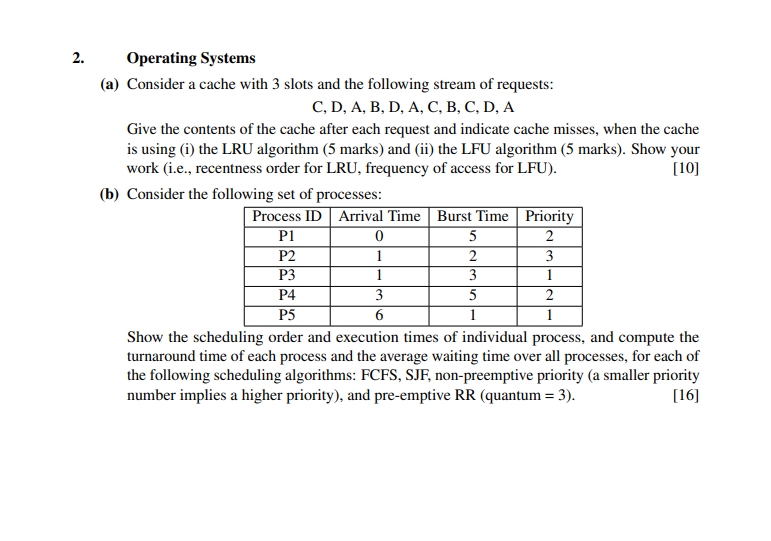 Solved 2. Operating Systems (a) Consider a cache with 3 | Chegg.com