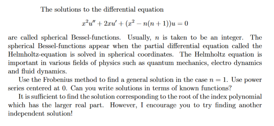 Solved The solutions to the differential equation xļu" + | Chegg.com