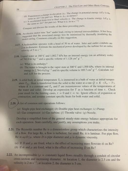 Solved CHAPTER 2. The First Law and Other Basic 58 (b) | Chegg.com