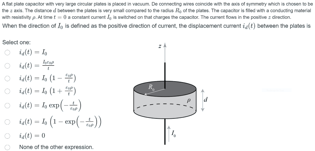 Solved A flat plate capacitor with very large circular | Chegg.com