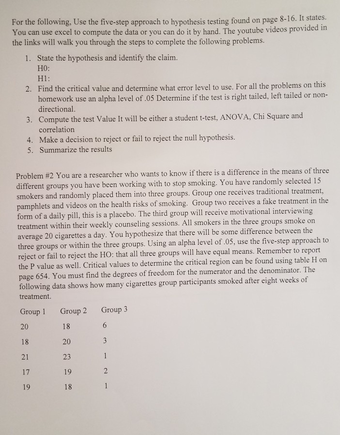 Solved For the following, Use the five-step approach to | Chegg.com