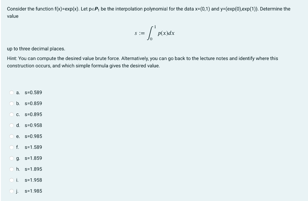 Solved Consider the function f(x)=exp(x). Let p∈P1 be the | Chegg.com