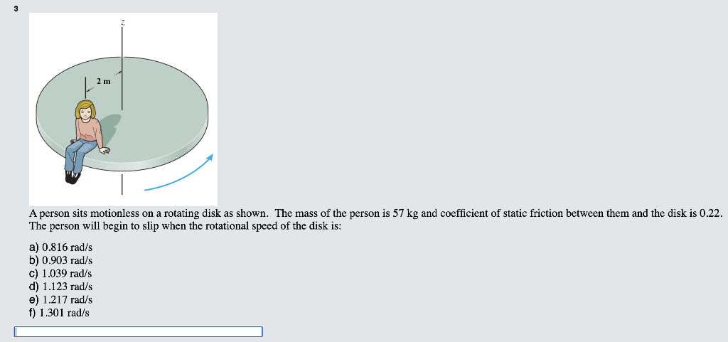 Solved 3 2 m A person sits motionless on a rotating disk as | Chegg.com