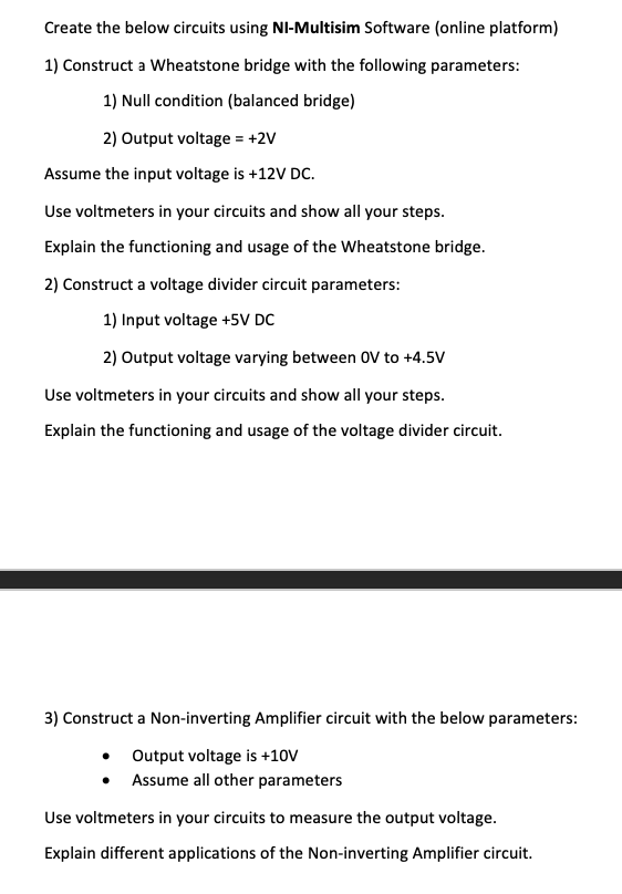 Solved Create the below circuits using NI-Multisim Software | Chegg.com