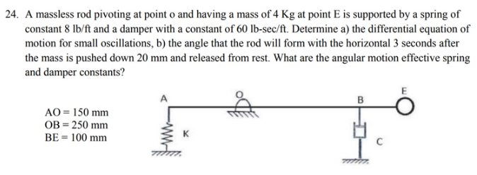 Solved 4. A massless rod pivoting at point o and having a | Chegg.com