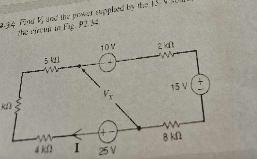 Find Vx and the power supplied by the 15-V source in | Chegg.com