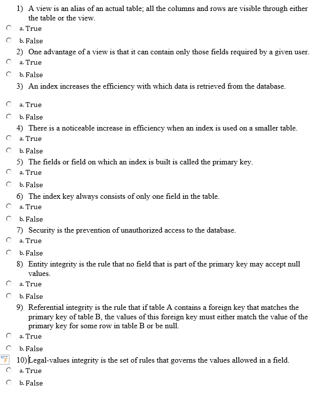 Solved 1) A view is an alias of an actual table; all the | Chegg.com