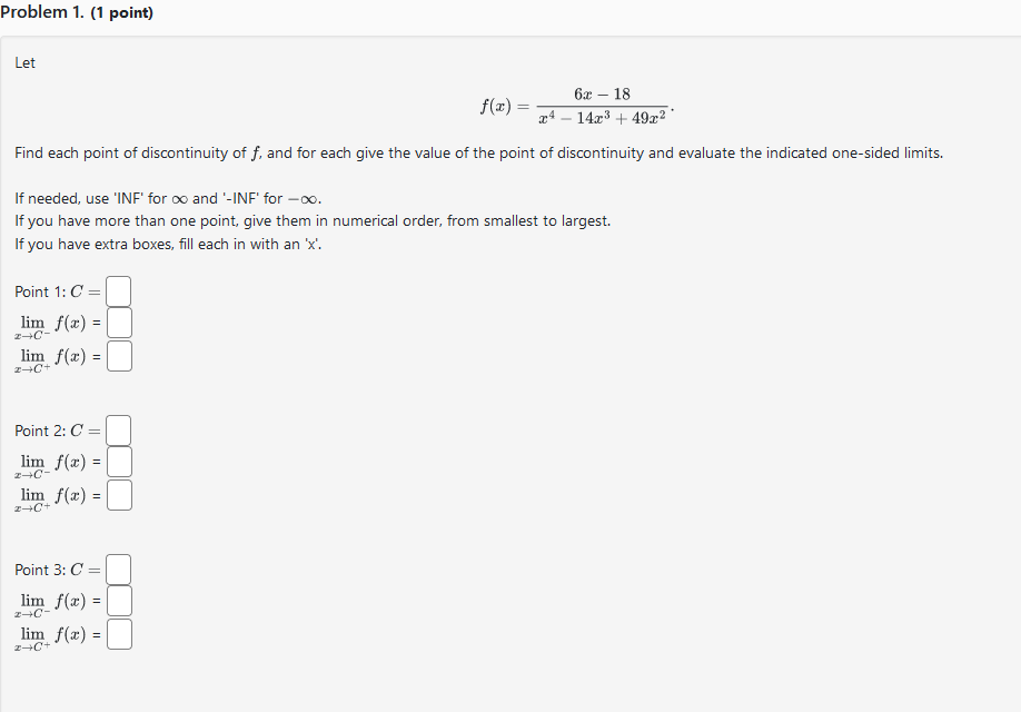 Solved Problem 1. (1 ﻿point)Letf(x)=6x-18x4-14x3+49x2.Find | Chegg.com