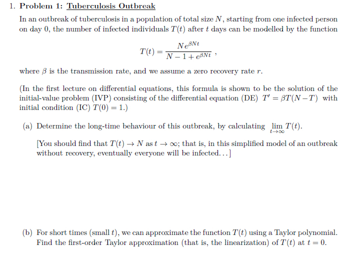 Solved Problem 1: Tuberculosis OutbreakIn an outbreak of | Chegg.com