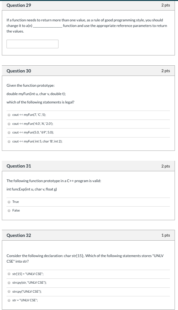 Solved Question 29 2 Pts If A Function Needs To Return More