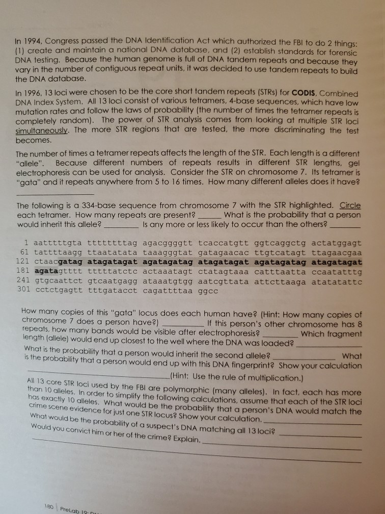 DNA Fingerprinting Thanks to crime-solving TV shows | Chegg.com