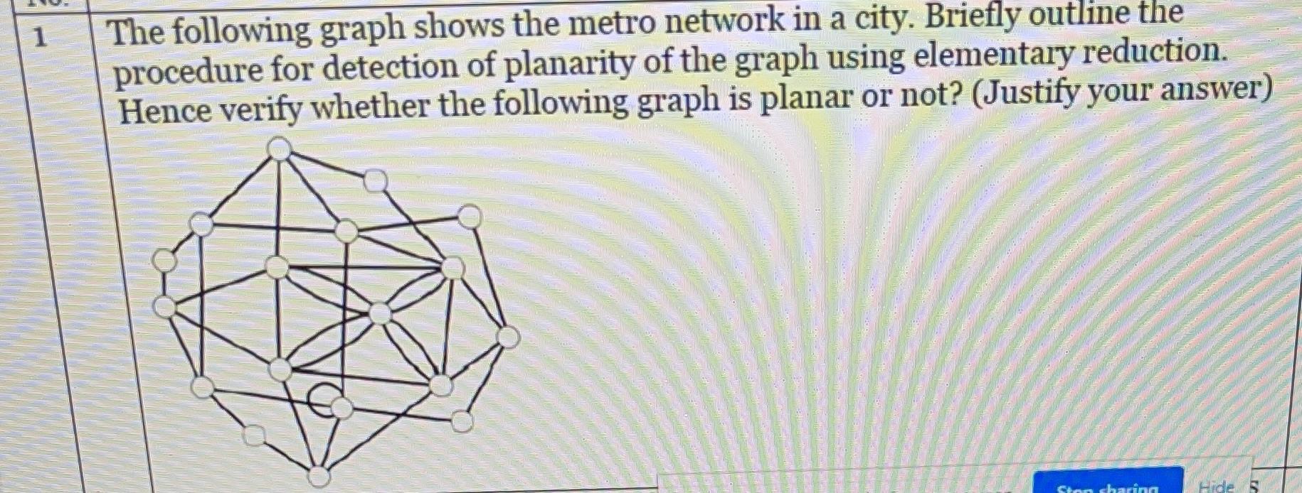 Solved 1 The following graph shows the metro network in a | Chegg.com