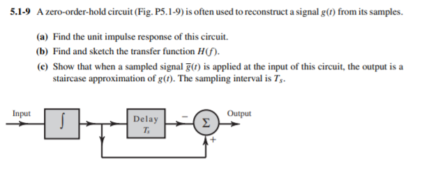 Solved 5.1-9 A zero-order-hold circuit (Fig. P5.1-9) is | Chegg.com