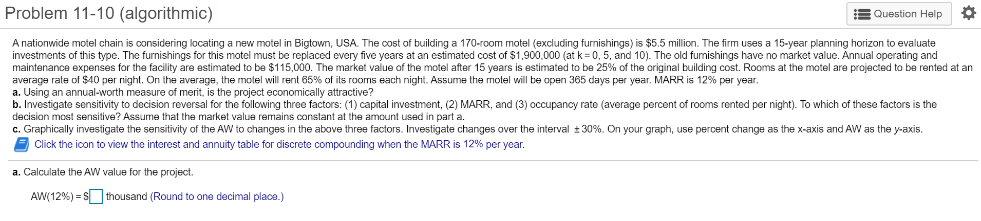 Solved Problem 11-10 (algorithmic) s Question Help A | Chegg.com