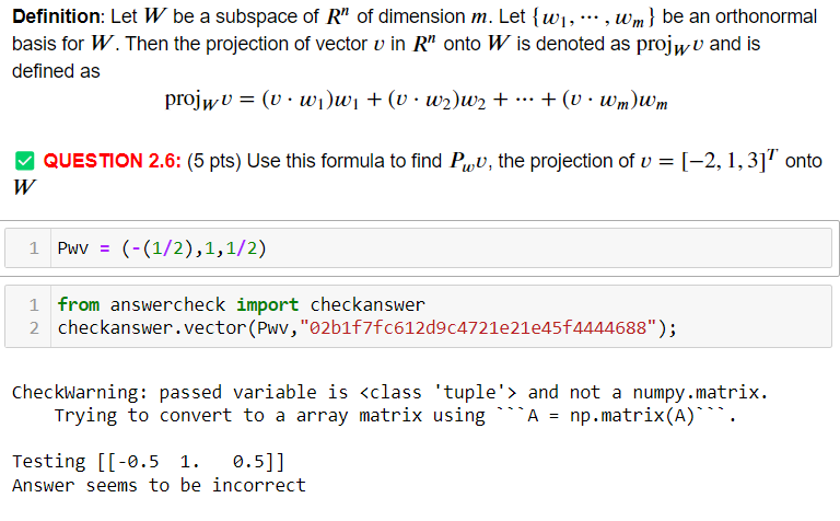 Solved Definition: Let W be a subspace of Rn of dimension m. | Chegg.com