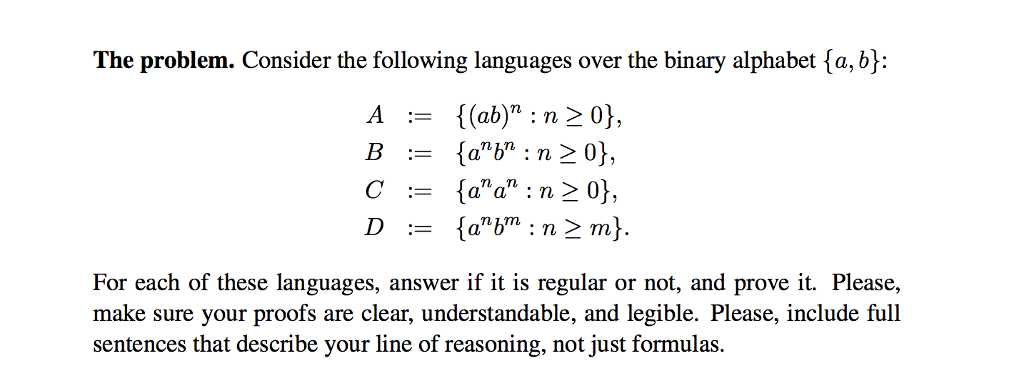 Solved The problem. Consider the following languages over | Chegg.com