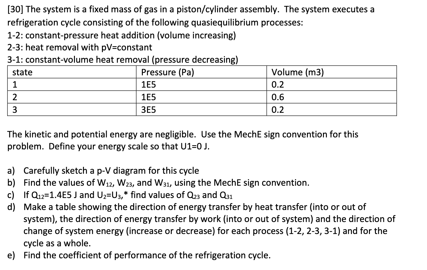 [30] The system is a fixed mass of gas in a | Chegg.com