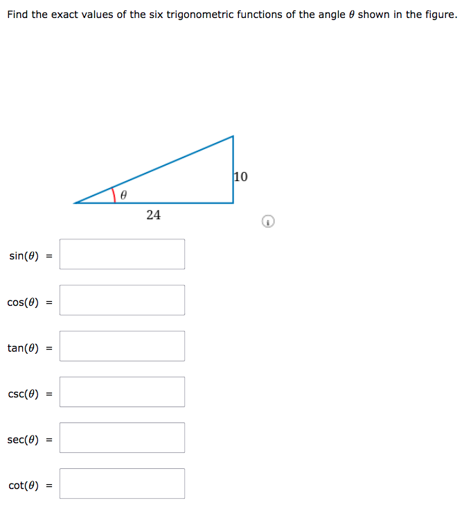 Solved Find the exact values of the six trigonometric | Chegg.com