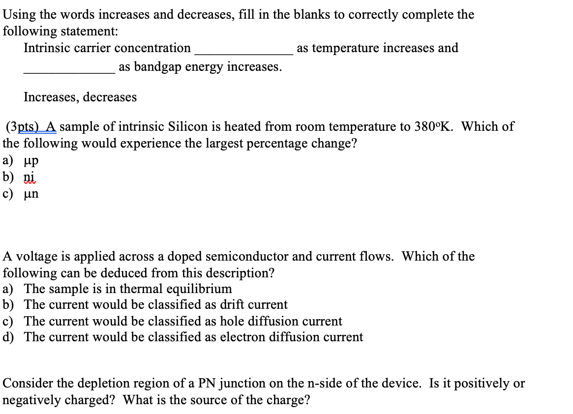 Solved Using the words increases and decreases, fill in the | Chegg.com