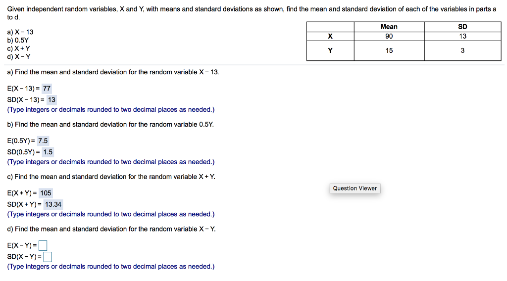 Solved Given independent random variables, X and Y, with | Chegg.com