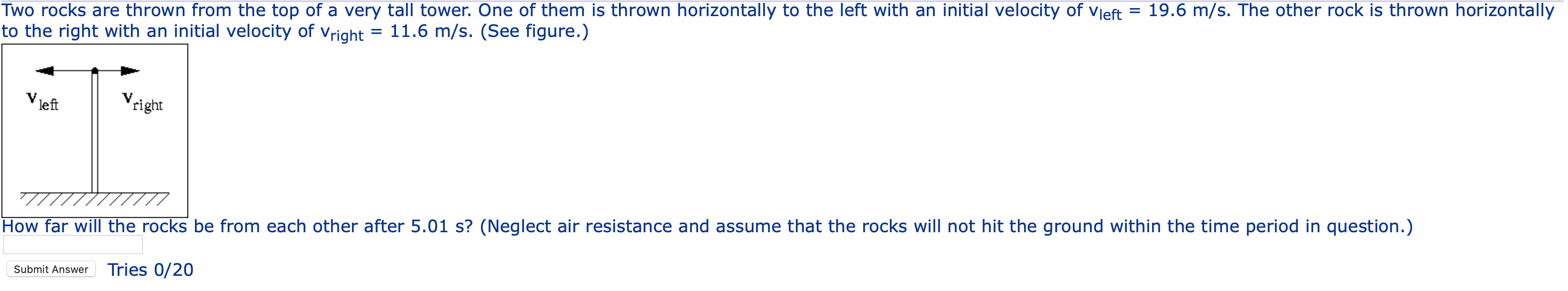 Solved Two rocks are thrown from the top of a very tall | Chegg.com