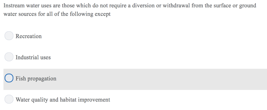 Solved Offstream water use involves the withdrawal or | Chegg.com