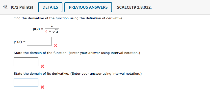 Solved 12. [0/2 points) DETAILS PREVIOUS ANSWERS SCALCET9 | Chegg.com