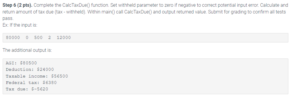 Solved 22.10 LAB*: Program: Income tax form - functions | Chegg.com