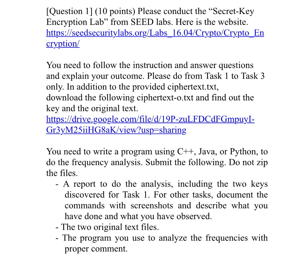 [Question 1] (10 points) Please conduct the | Chegg.com