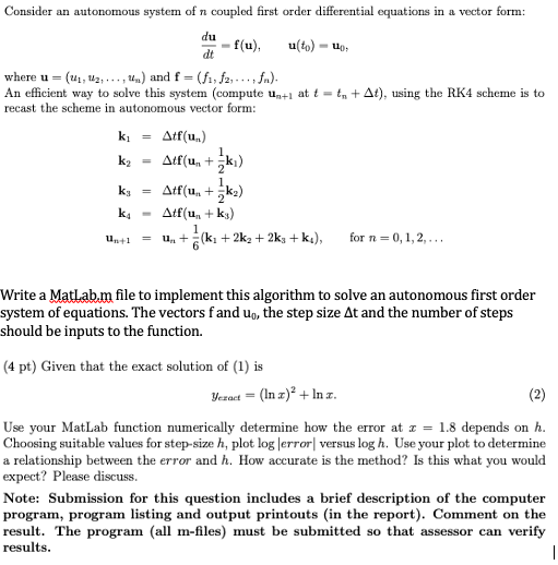 Consider an autonomous system of n coupled first | Chegg.com