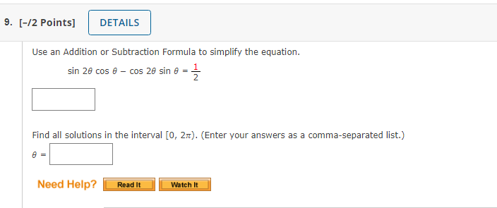 Solved 9. [-12 Points] DETAILS Use an Addition or | Chegg.com