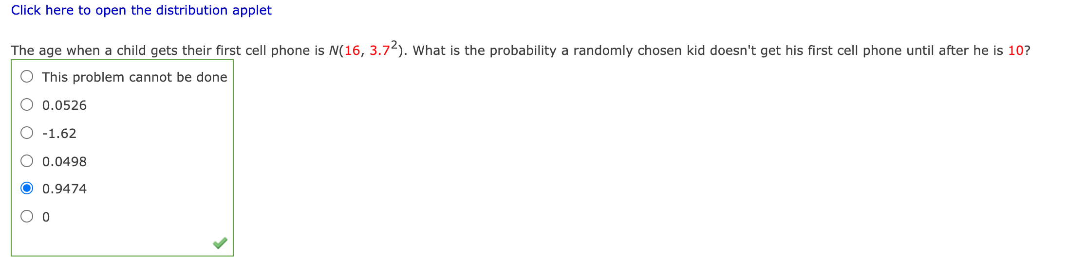 Solved Click here to open the distribution applet The age | Chegg.com