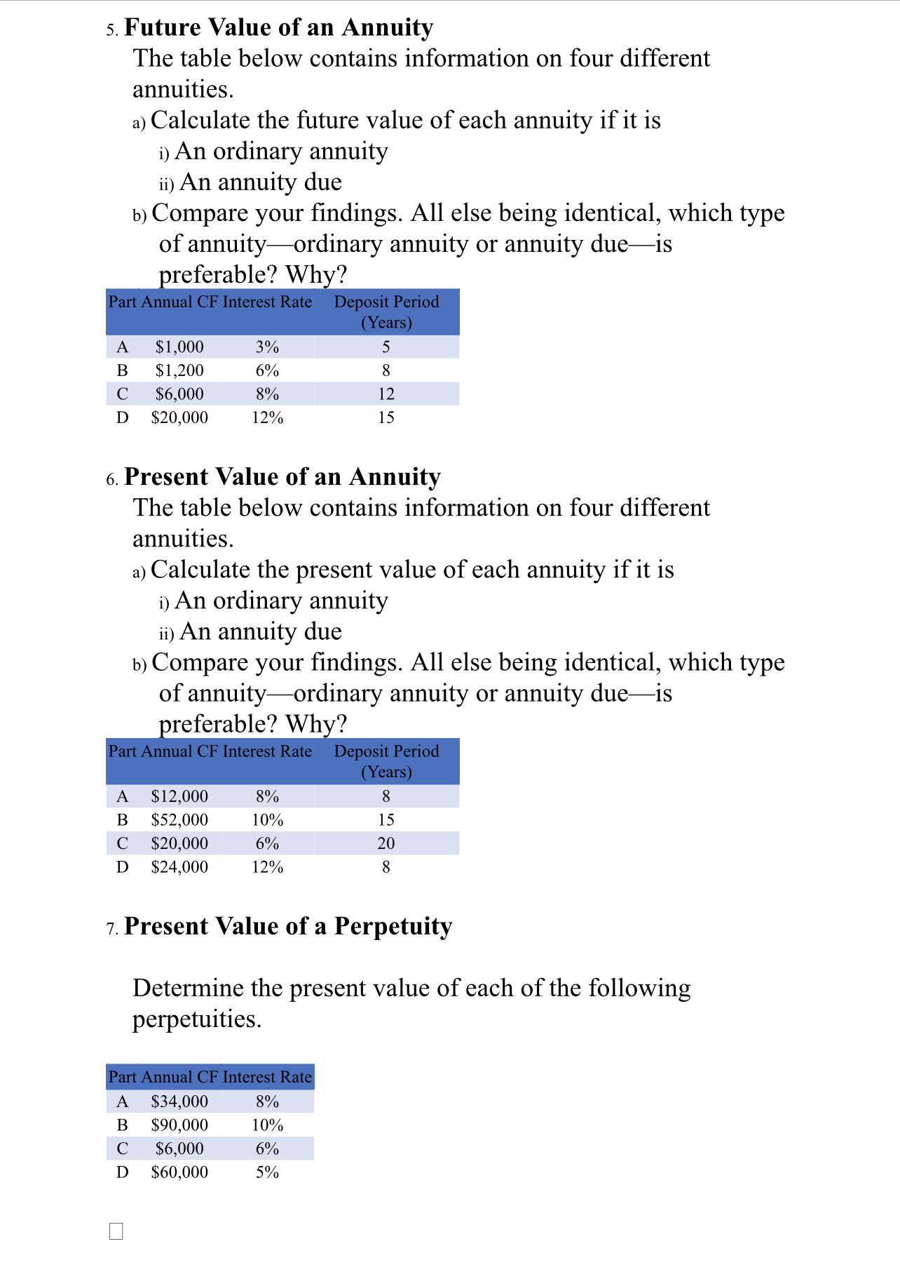Solved 5. Future Value of an Annuity The table below | Chegg.com