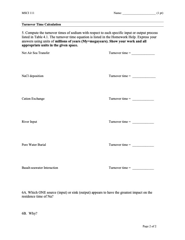Solved Turnover Time Calculation 5. Compute the turnover | Chegg.com