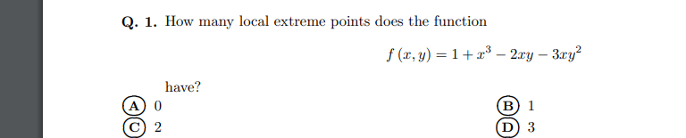 Solved Q. 1. How many local extreme points does the function | Chegg.com