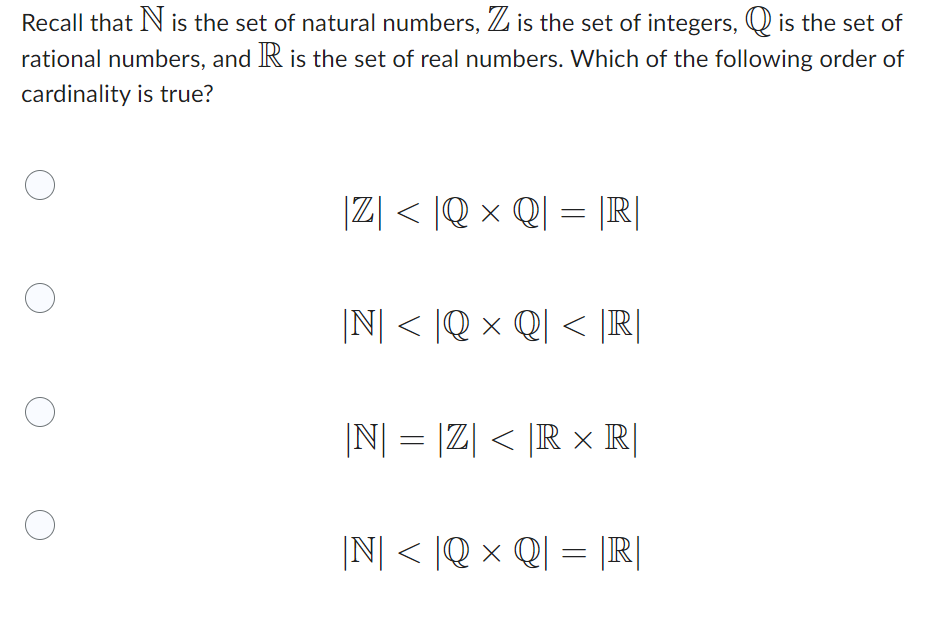 Solved Recall that N is the set of natural numbers, Z is the | Chegg.com