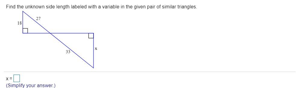 Solved Find the unknown side length labeled with a variable | Chegg.com