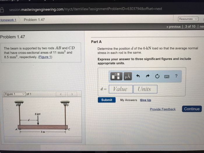 Solved The beam is supported by two rods AB and CD that have | Chegg.com