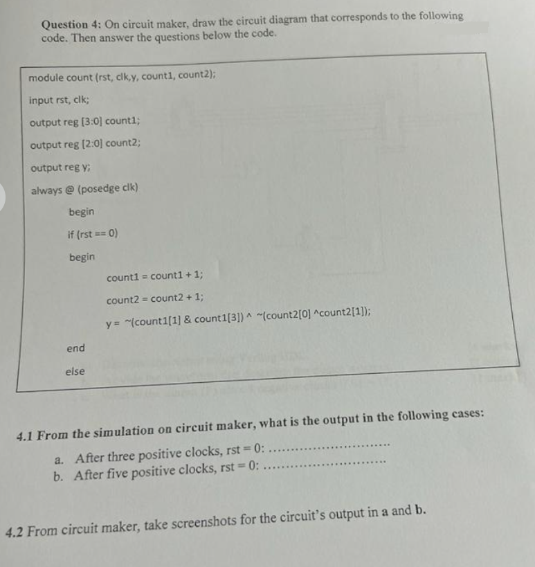Solved Question 4: On circuit maker, draw the circuit | Chegg.com