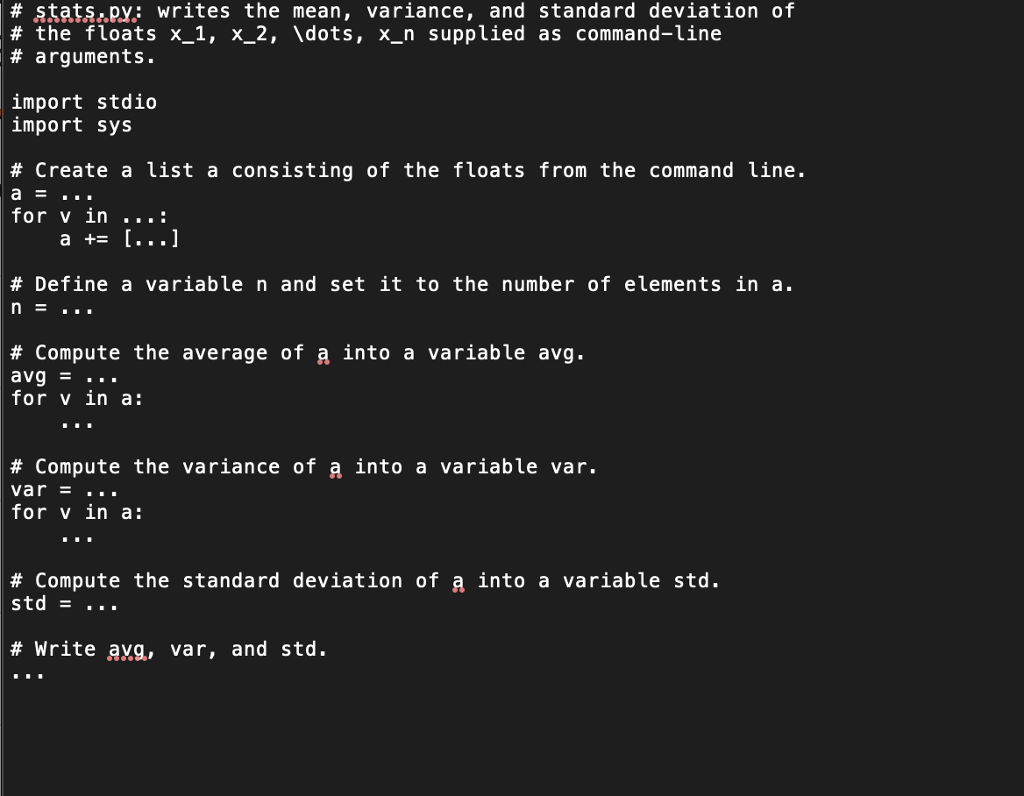 Solved Problem 1. (Basic Stats) write a program stats Py | Chegg.com