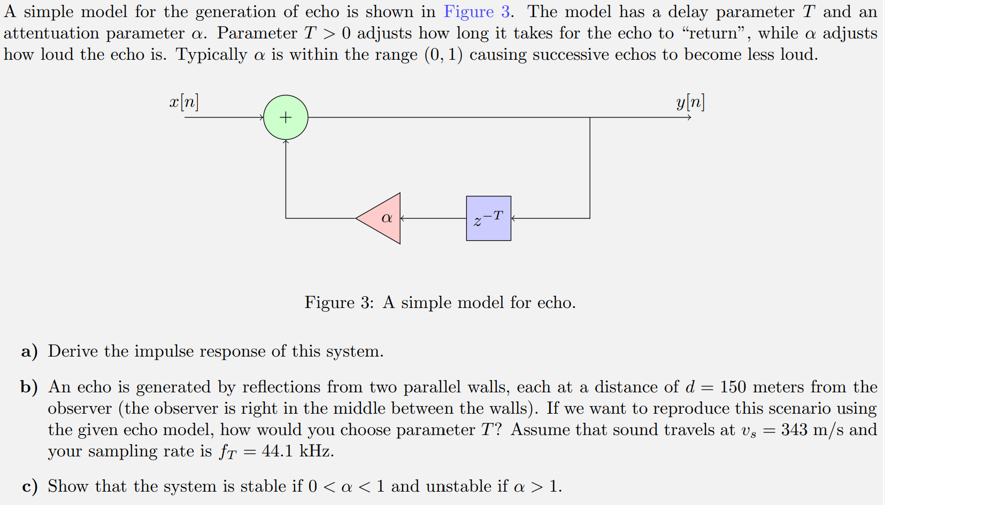 Solved A simple model for the generation of echo is shown in | Chegg.com