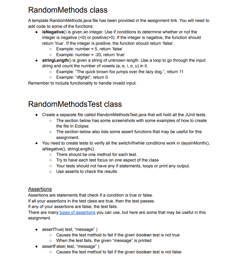 Solved Random Methods class A template Random Methods.java | Chegg.com