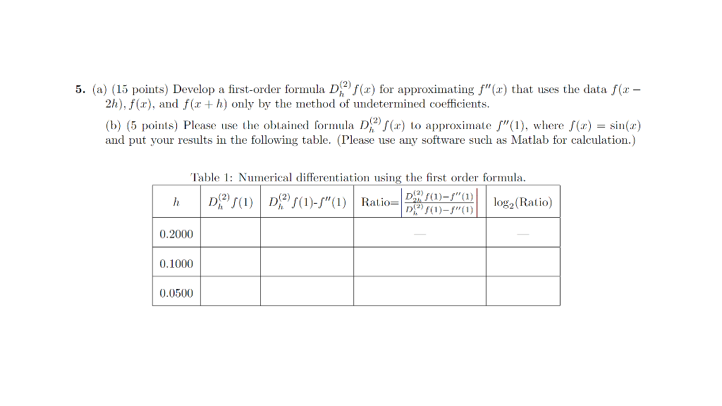 Develop a first-order formula Dh(2)f(x) for | Chegg.com