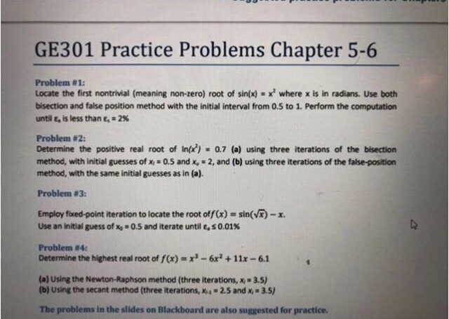 Solved GE301 Practice Problems Chapter 5-6 Problem # 1: | Chegg.com