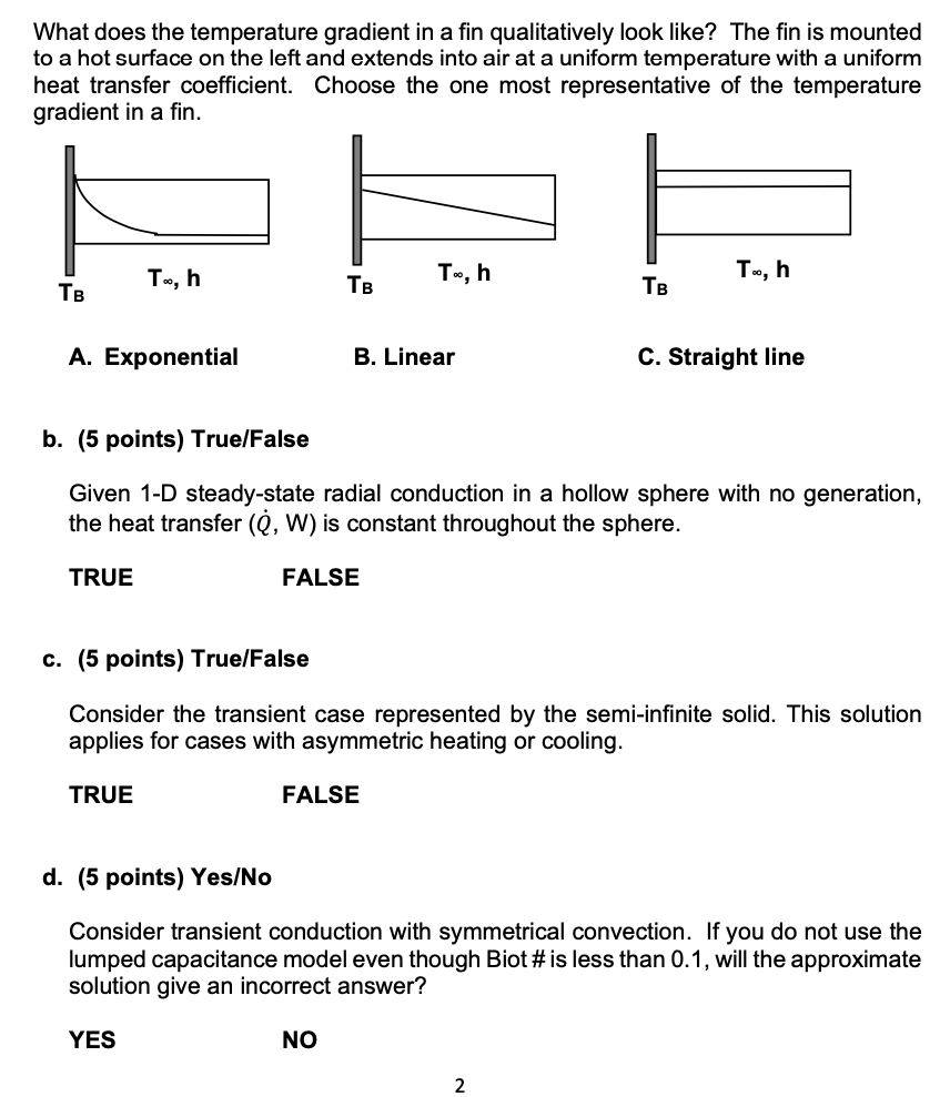 What does the temperature gradient in a fin | Chegg.com