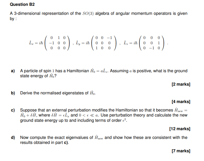 Solved A 3-dimensional representation of the SO(3) algebra | Chegg.com