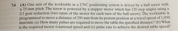 Solved 7.6 (A) One axis of the worktable in a CNC | Chegg.com