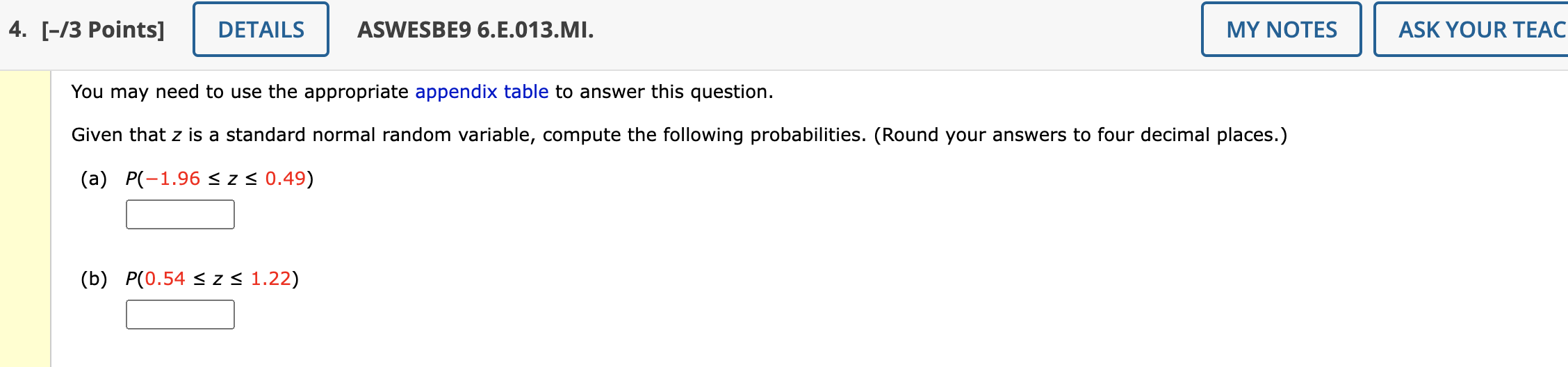 Solved 4. [-13 Points] DETAILS ASWESBE9 6.E.013.MI. MY NOTES | Chegg.com