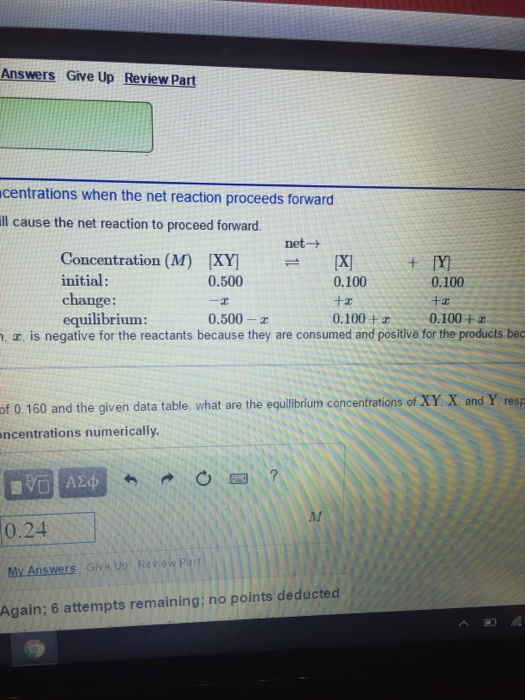 Based on a Kc value of 0.160 and the given data | Chegg.com